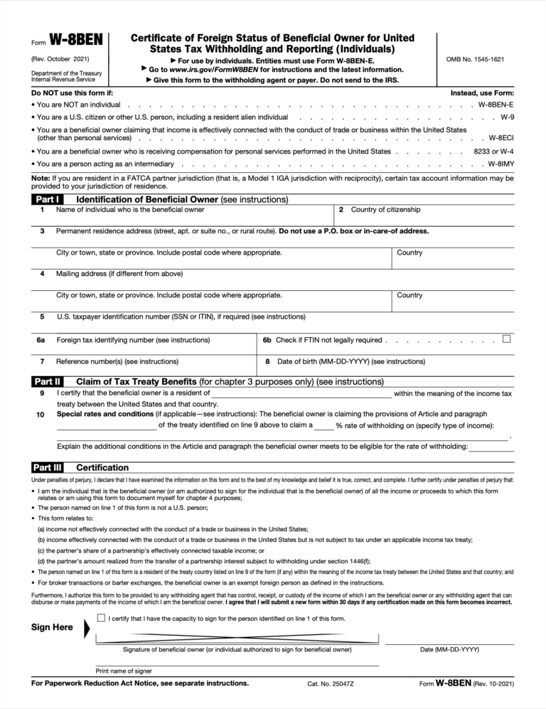 W-8BEN Form: A Guide for U.S. Businesses